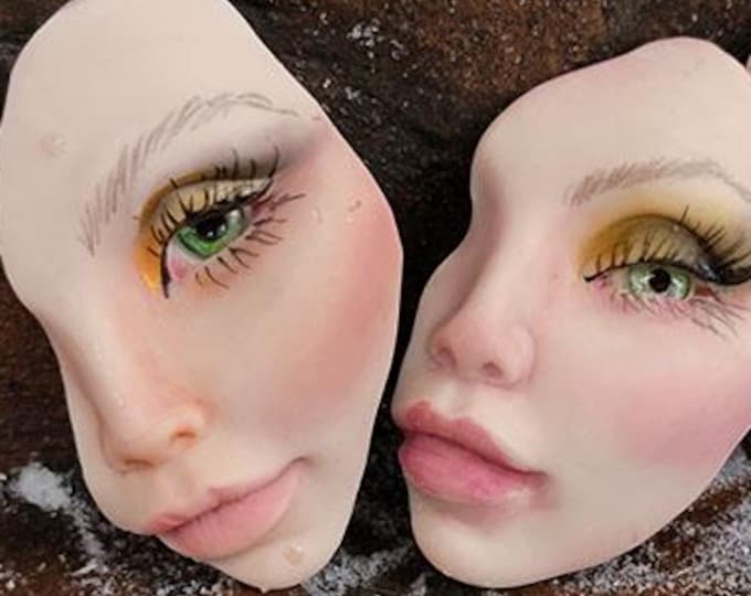Enchanting Half Face Shard Goddess, Spirit Art Doll Face Cabochon ...