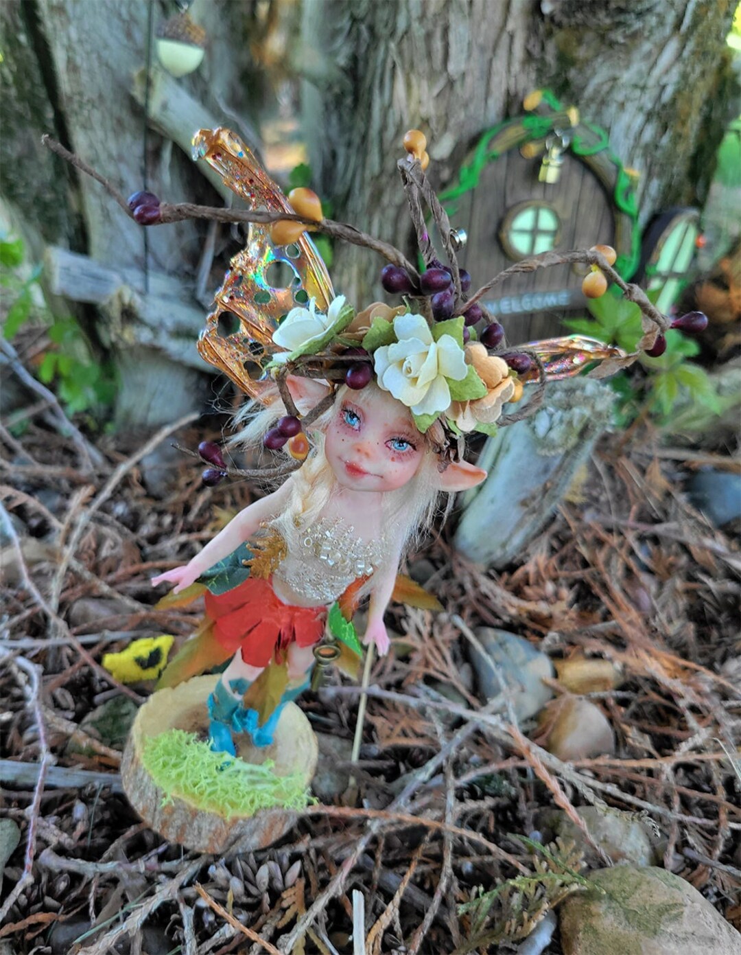 Enchanted Forest Child Named Peony, Nature Lovers Small Fairy Pixie ...