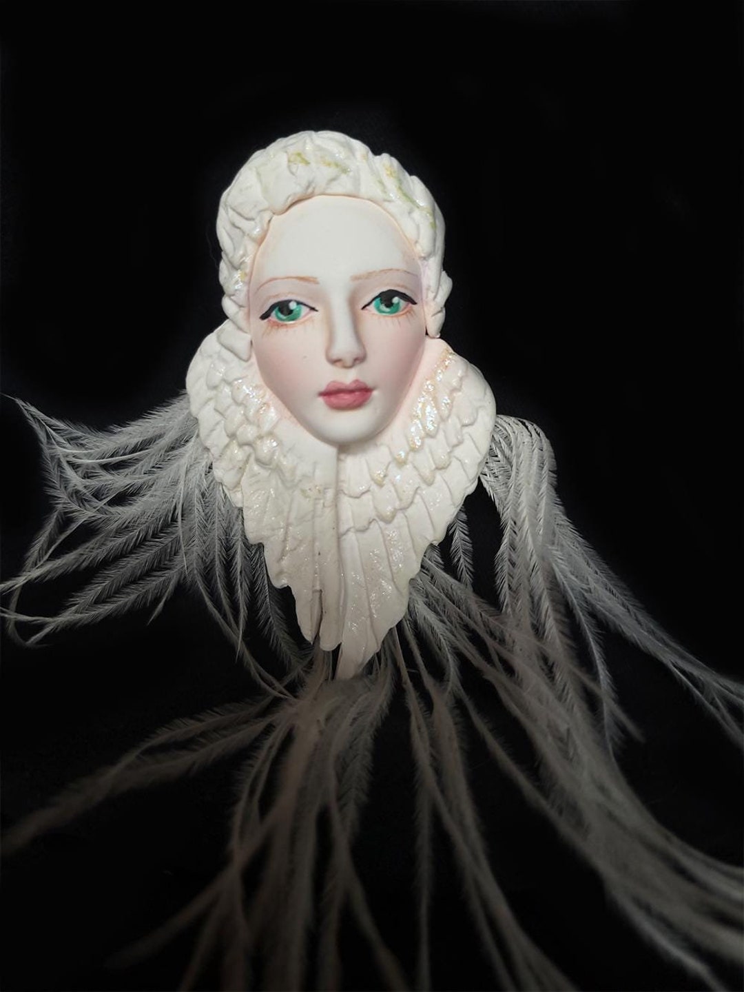 Pretty Angel Mother, White Face Angel Goddess Art Doll Face Cabochon ...