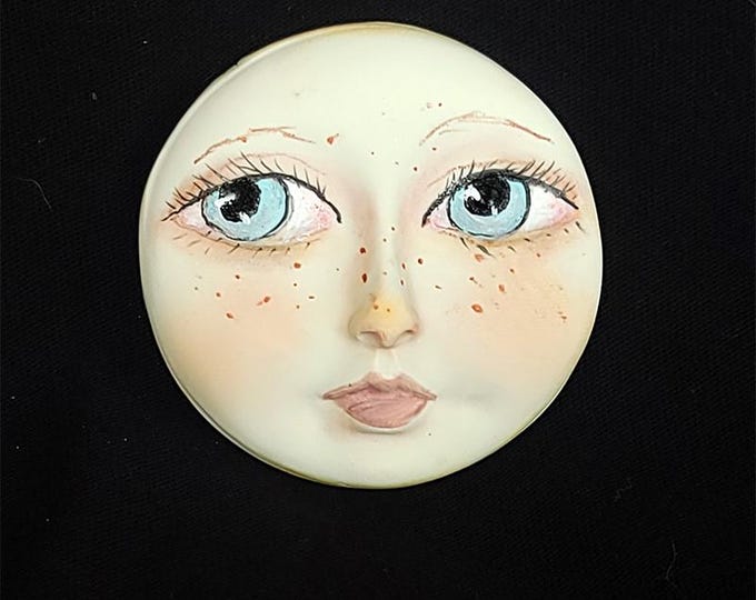Folk Art Rag Doll, White Moon Face, Moon Face, Focal Bead Art Doll Face ...