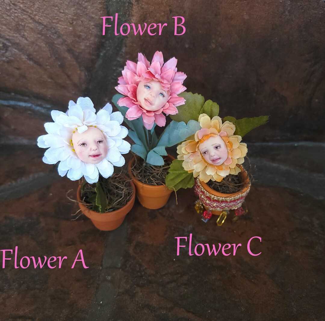 Tiny Singing Spring Flower, Single Stem Ooak Mix Media Art Doll, Bady ...