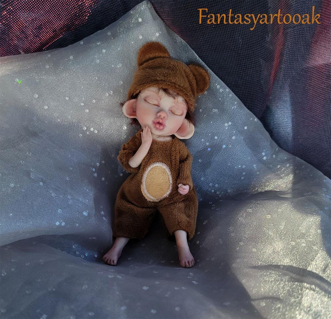 Cute Sleeping Realistic Teddy Bear Art Doll, Ooak Small Clay Bear ...