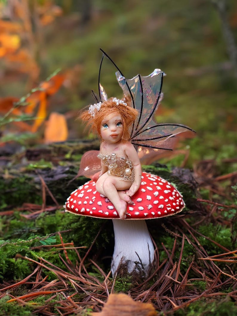 Cute Baby Pixie Girl, Tiny Clay Art Doll Sculpture, Sweet Child Fairy ...