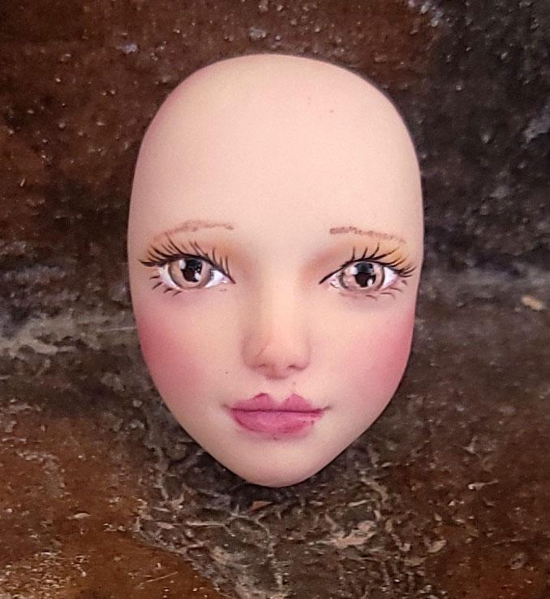 Plain Blossom Babe Angle Face, Art Doll Face Cabochon, Doll Parts ...