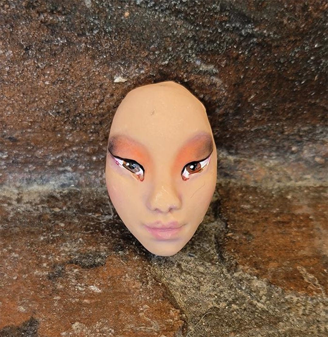 Balinese Small Polymer Fancy Nouveau Classic Asian Face, Soft Tan Flesh ...