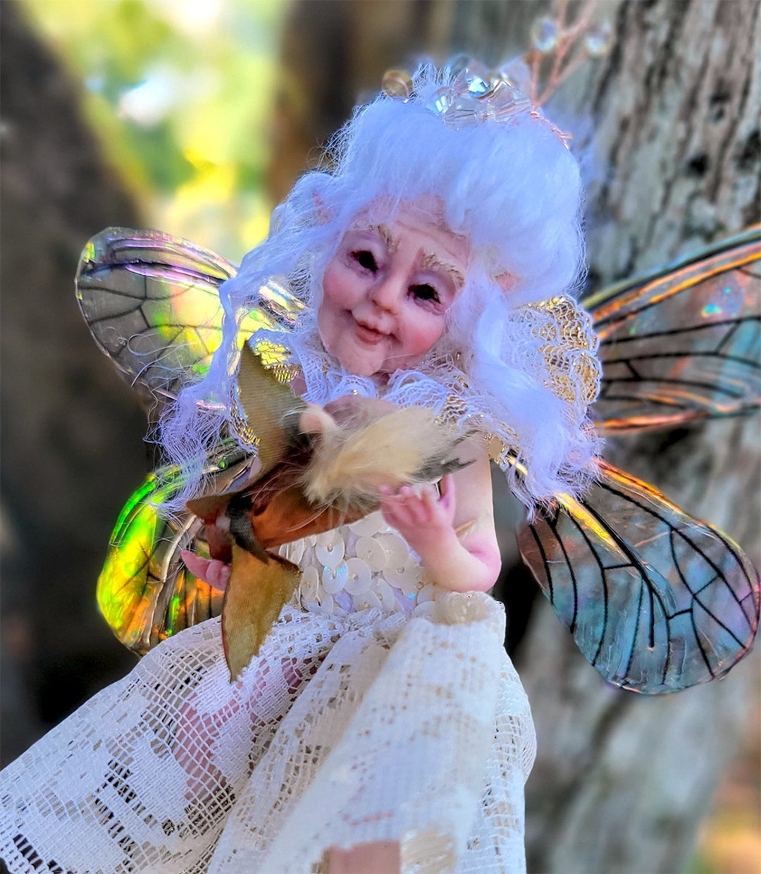 Fairy Godmother Alette, Old Lady Fairy Ooak Clay Art Doll, Folklore ...