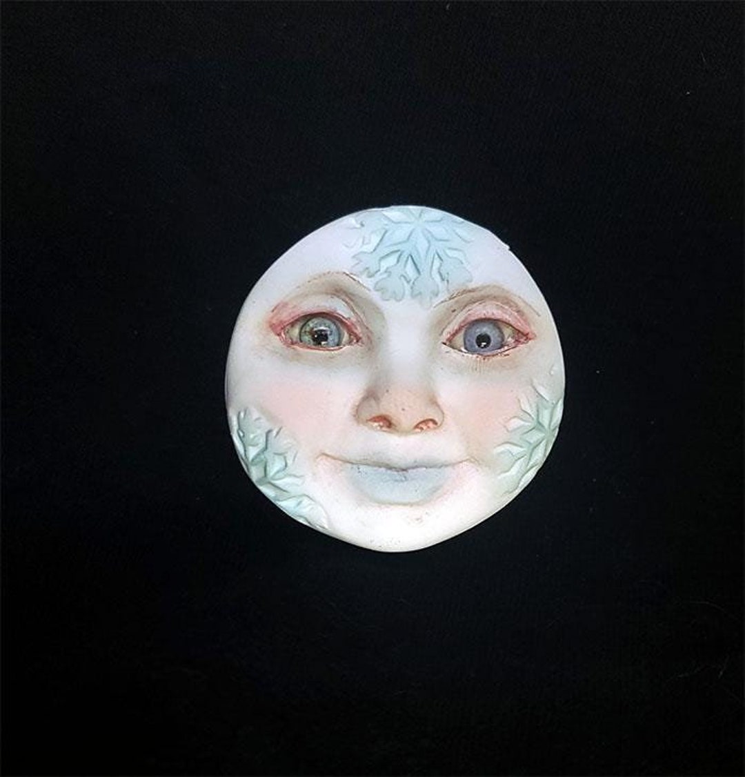 Frost Bite...now That's One Happy Moon, Winter Face Fancy Folk Art ...
