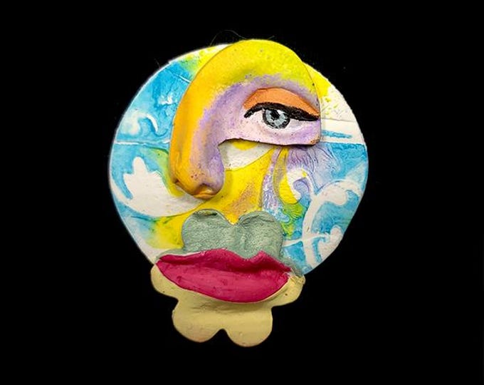 Reflection, Inner Voices.... Abstract Funky Cool Art Doll Face Cabochon ...