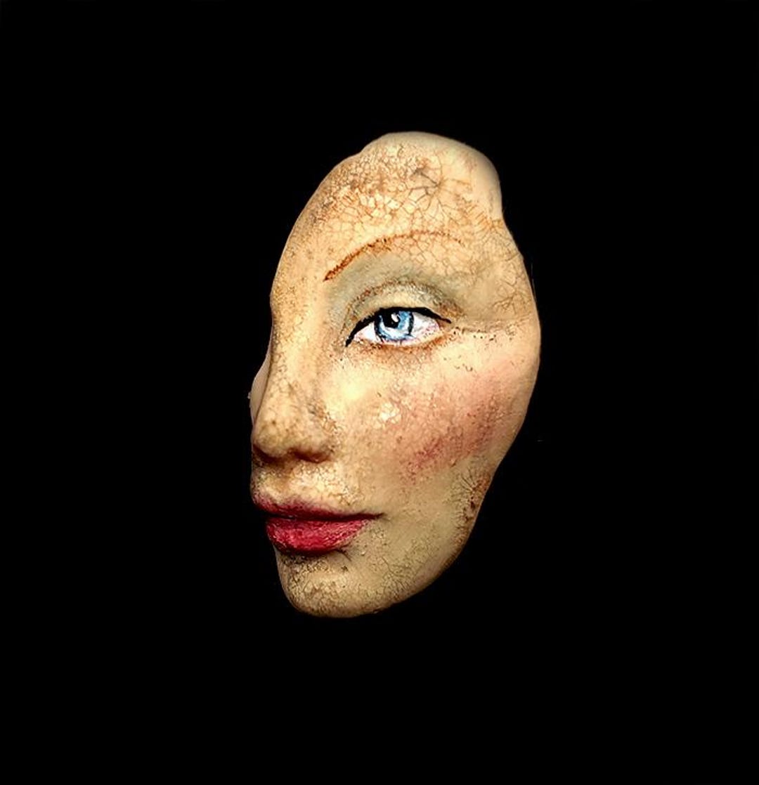 Crackle Half Profile Face, Distress Vintage Lady, Half Face Shard ...