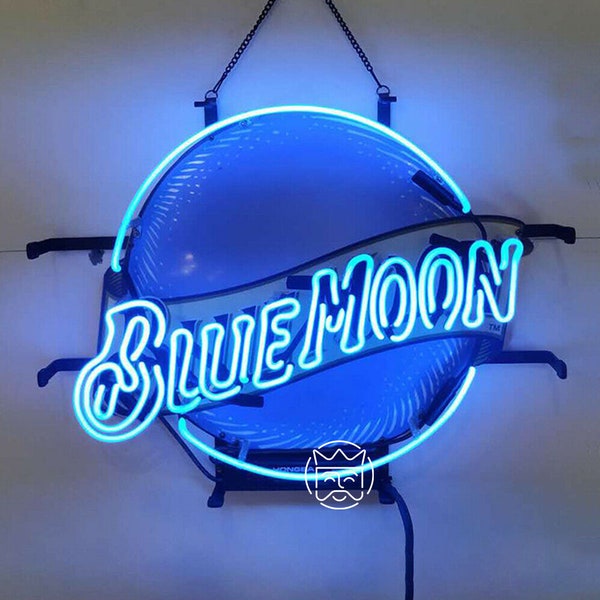 Neon Blue Moon Sign - Etsy