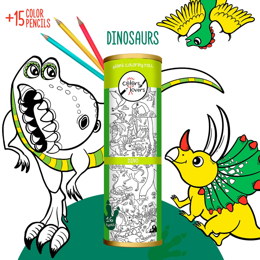 Dinosaur Party Activity | Big Coloring Poster With Color Pencils | Art ...