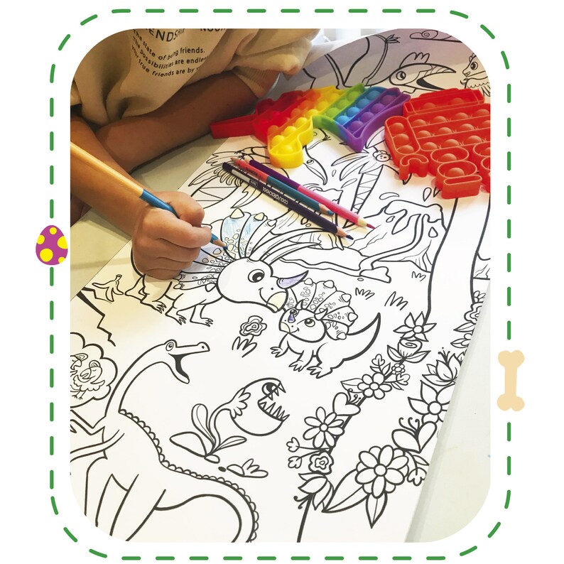 Dinosaur Party Activity | Big Coloring Poster With Color Pencils | Art ...