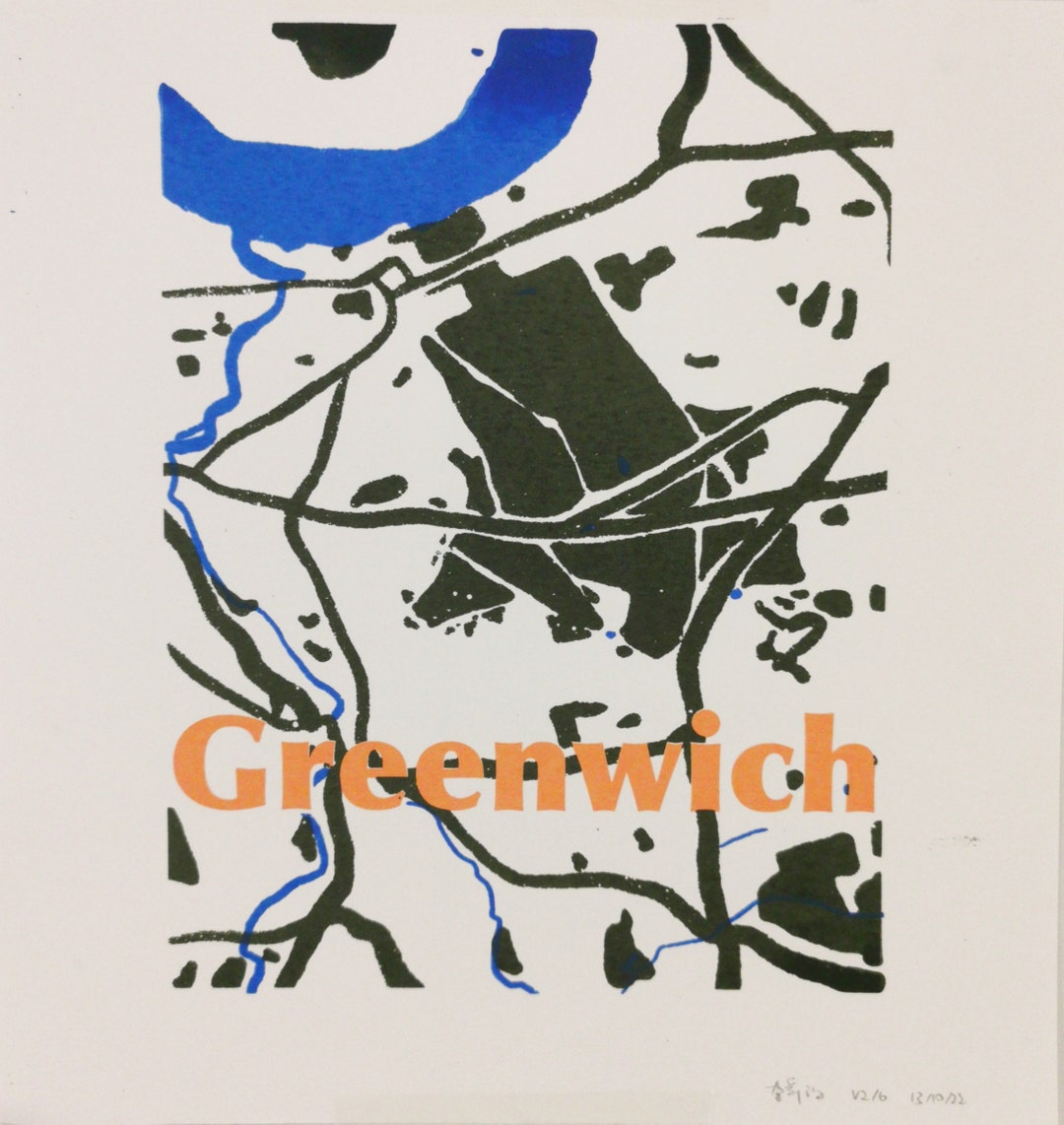 Greenwich Map Screen Print Wall Art New Home Decor Minimalist - Etsy