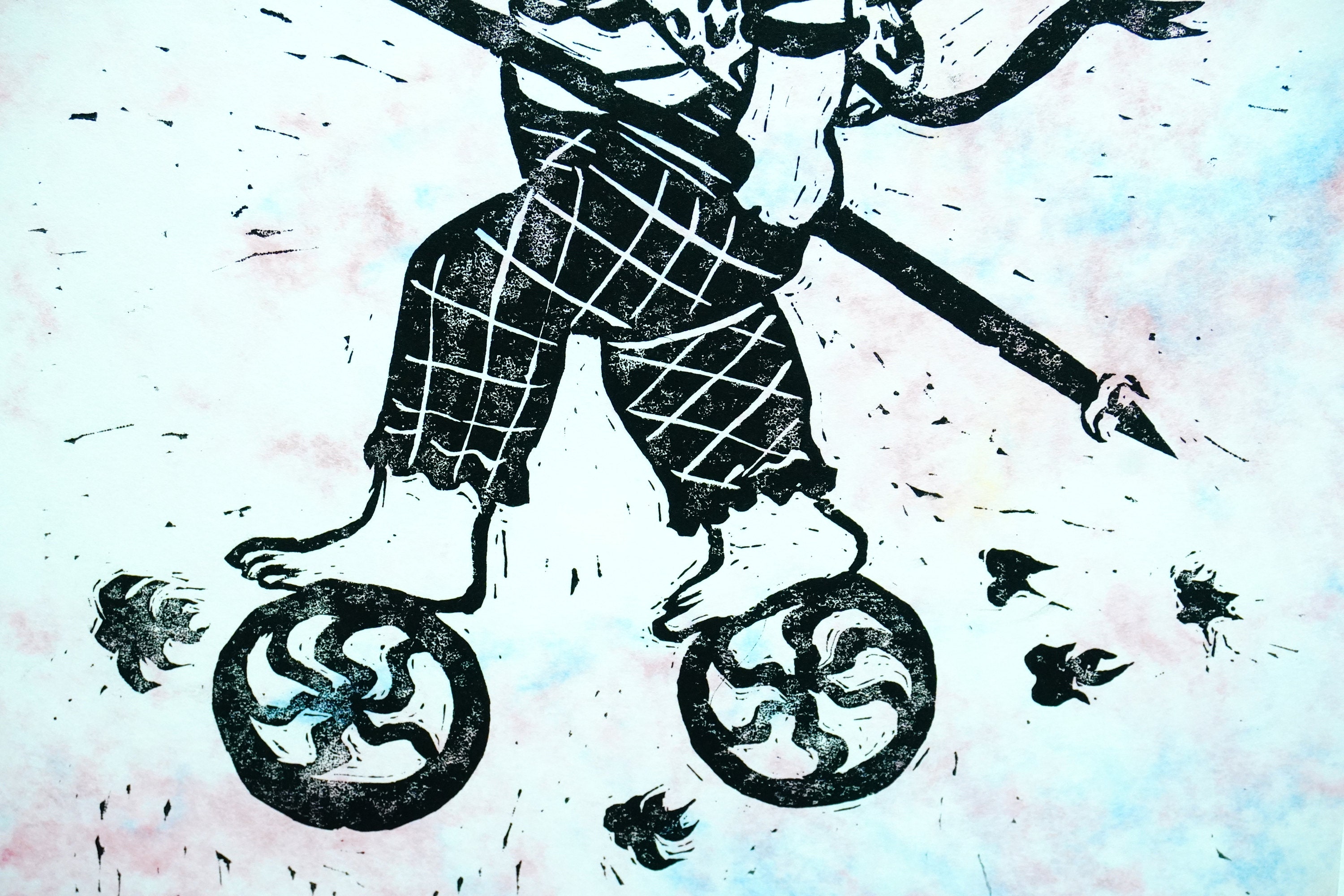 哪吒 Nezha A4 Linocut Print With Frame - Etsy