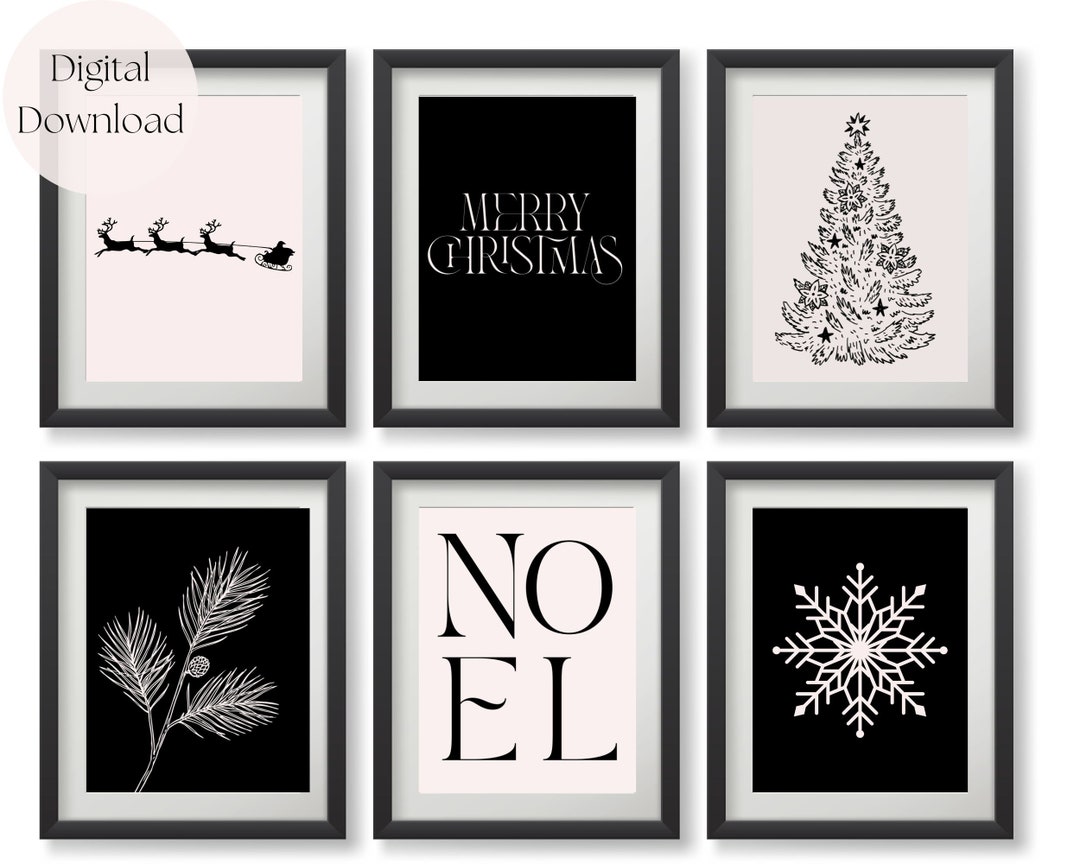 Neutral Christmas Printable Wall Art, Minimalist Christmas Decor, Set ...