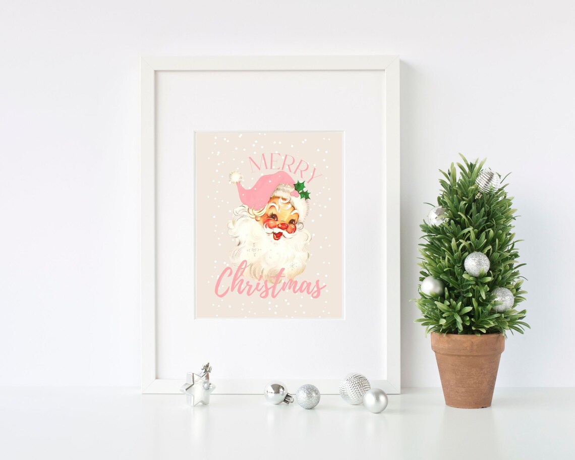 Pink Christmas Printable Wall Art Pastel Christmas Decor - Etsy