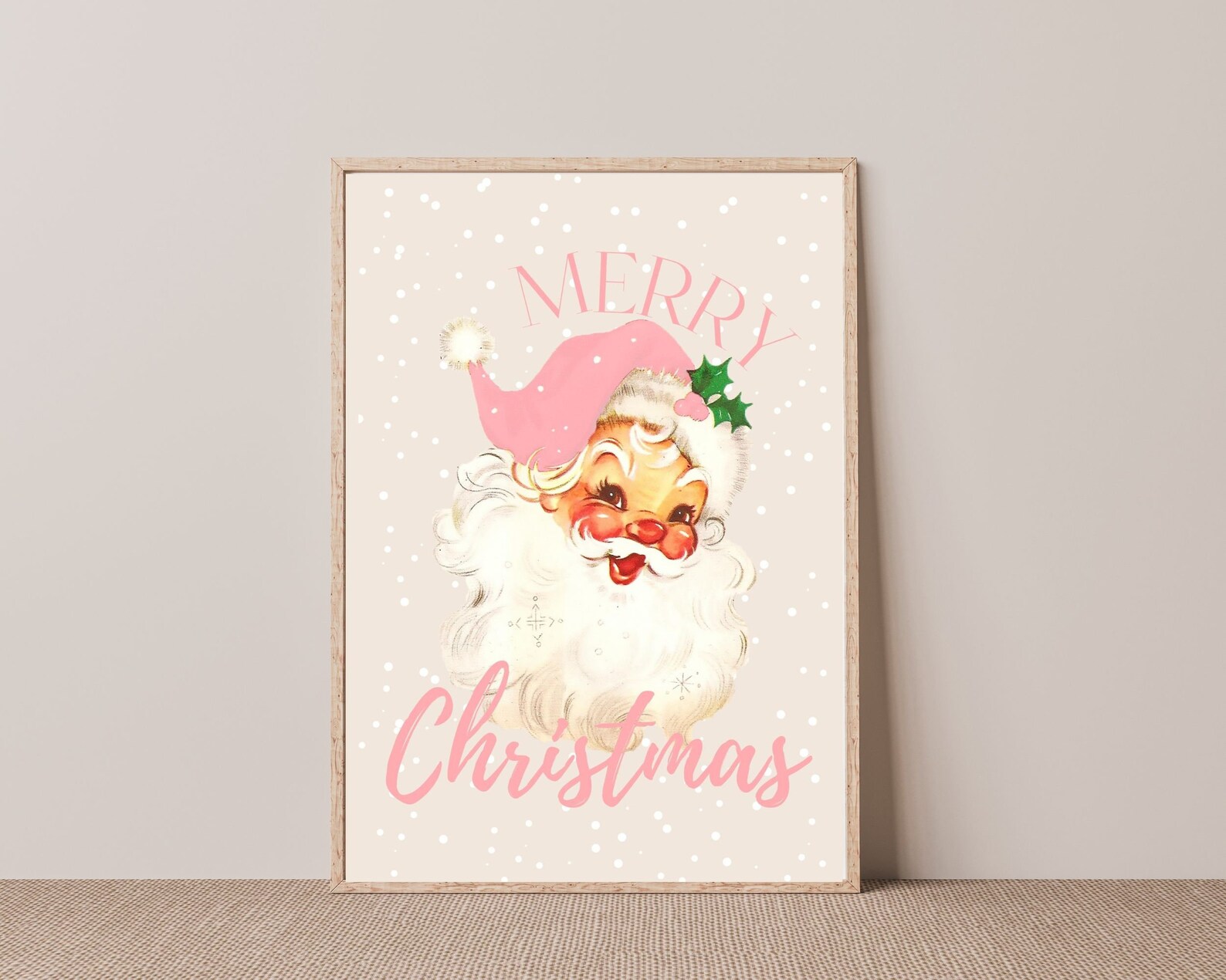 Pink Christmas Printable Wall Art Pastel Christmas Decor - Etsy