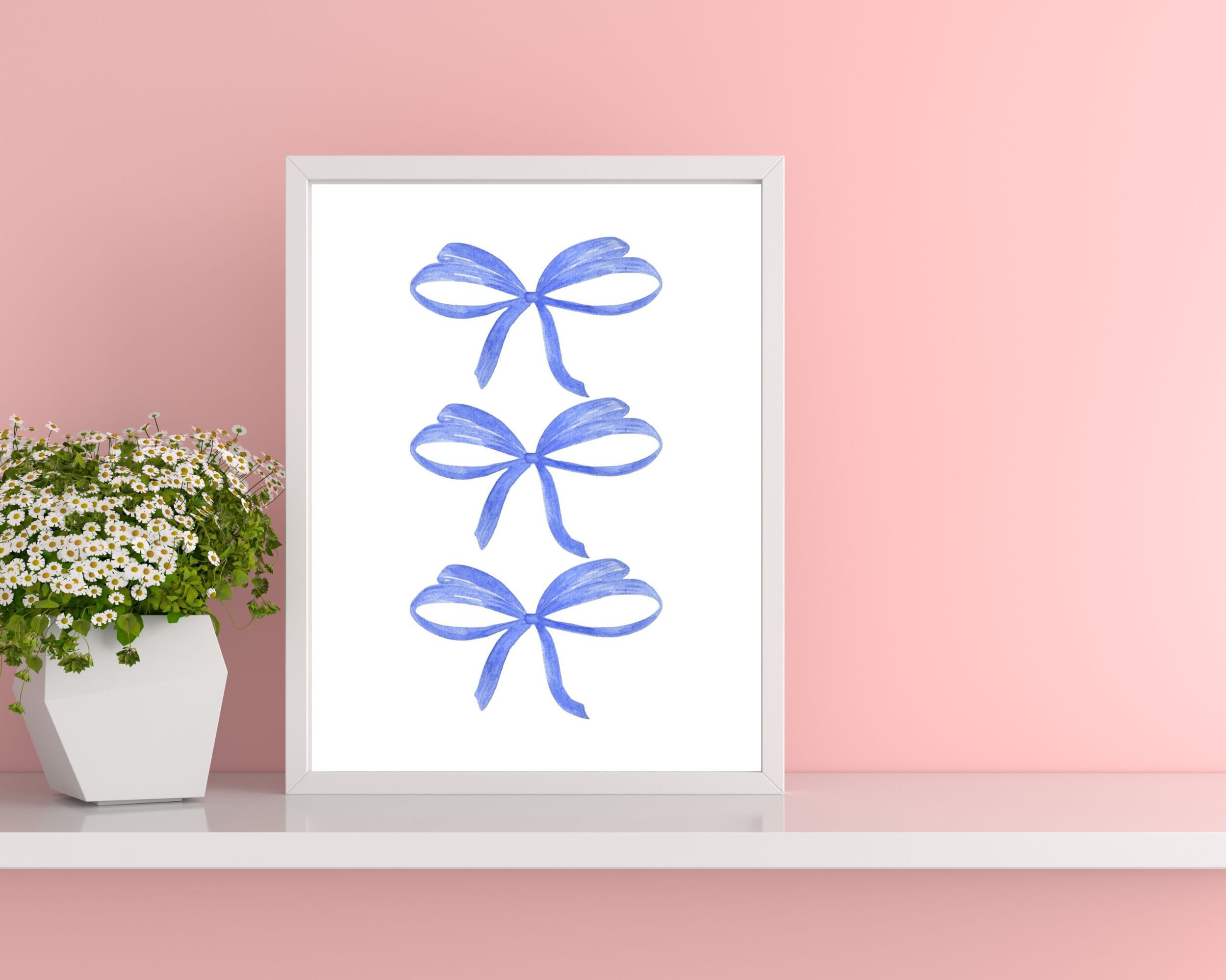Pastel Blue Bow Printable Wall Art, Pastel Blue Bow Print for Office ...