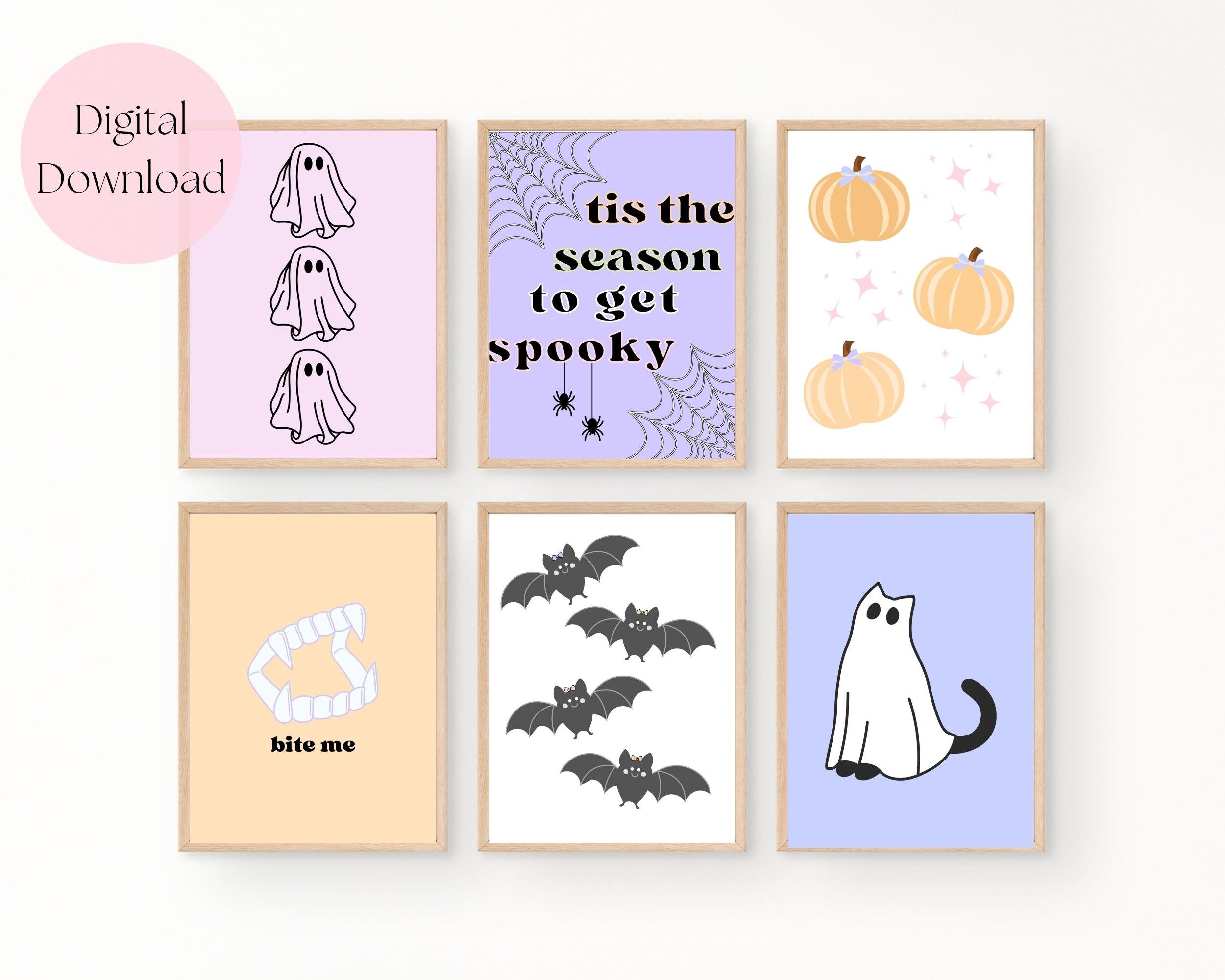 Set of 6 Pastel Halloween Printable Wall Decor, Girly Halloween ...