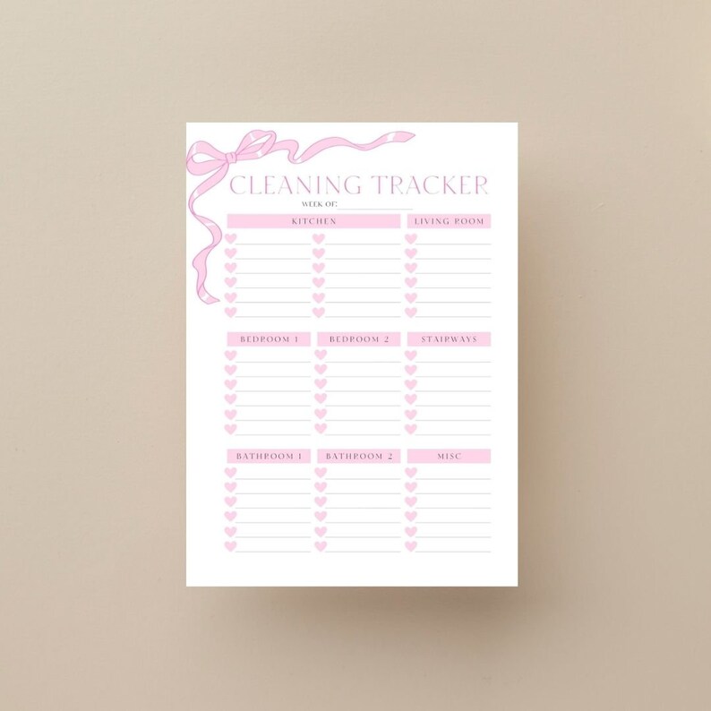 Coquette Cleaning Checklist, Printable Cleaning Tracker, Editable ...
