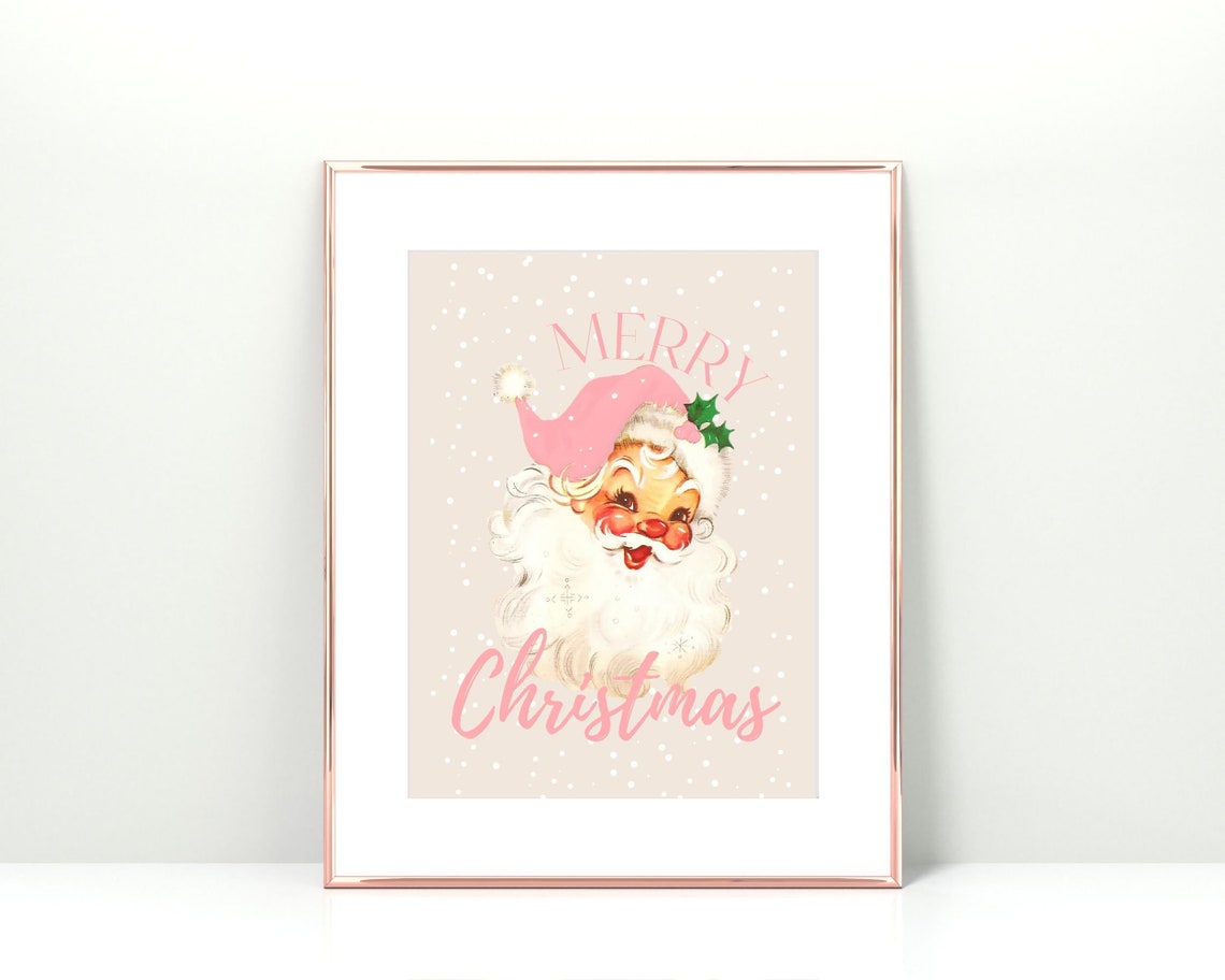 Pink Christmas Printable Wall Art Pastel Christmas Decor - Etsy