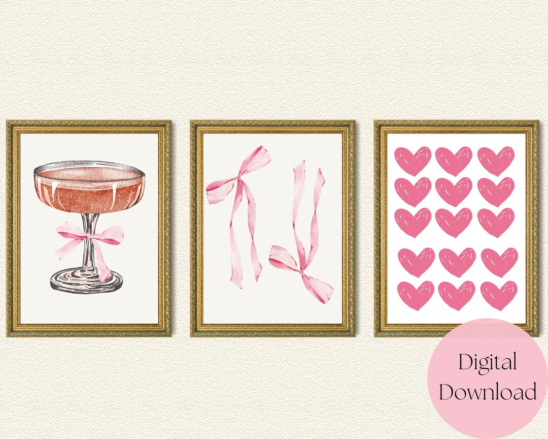 Coquette Printable Wall Art Set, Coquette Wall Decor, Coquette Wall Art ...
