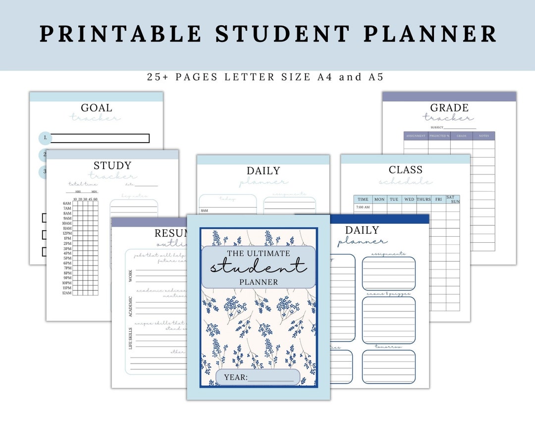 Student Planner Printable Pack, Study Pack, School and College ...