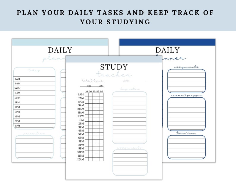 Student Planner Printable Pack, Study Pack, School and College ...