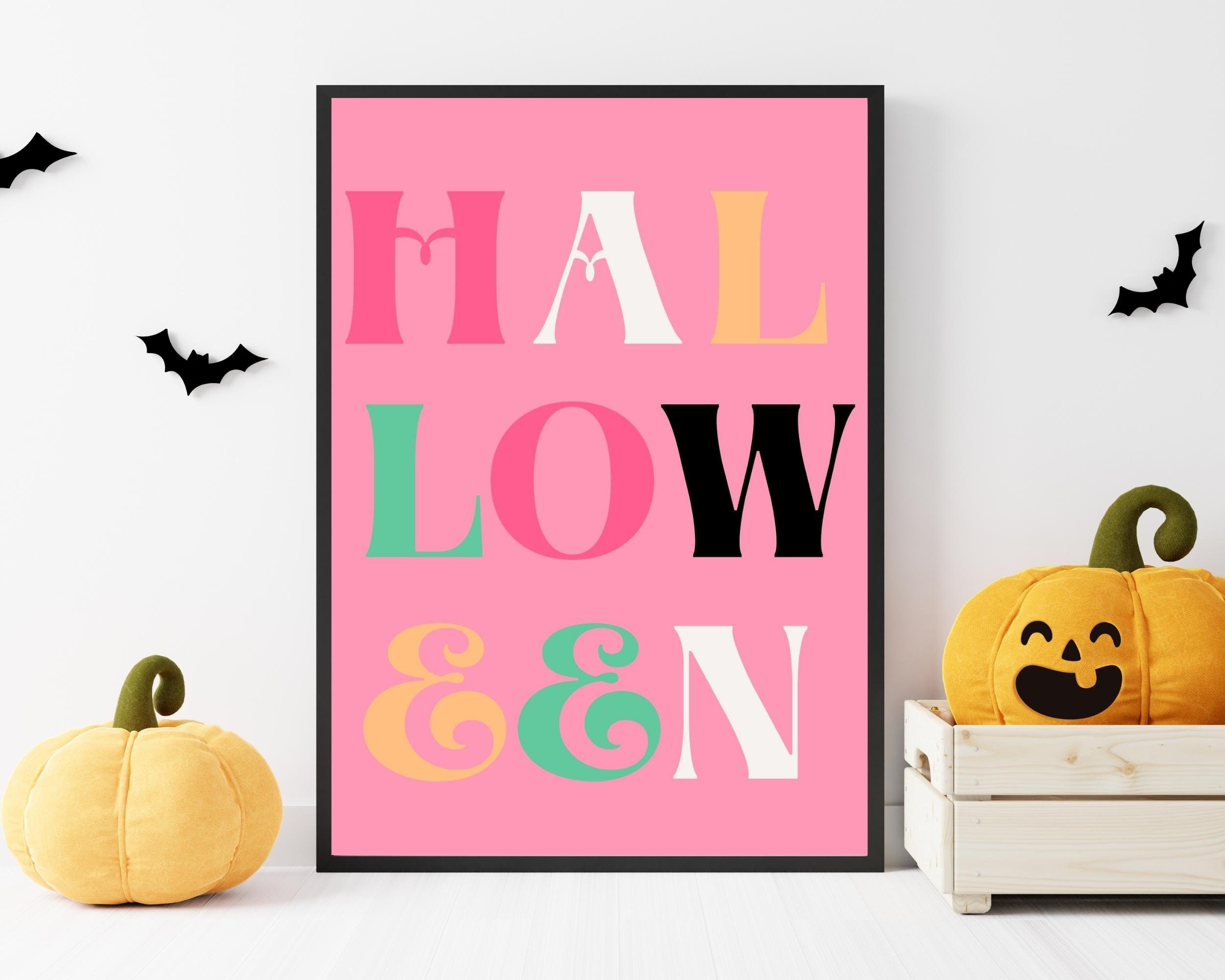 Set of 6 Pastel Halloween Printable Wall Art Bundle, Pink Halloween ...