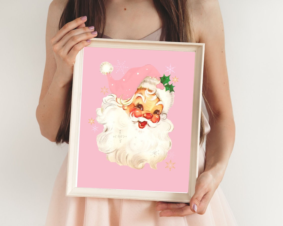 Pink Christmas Printable Wall Art Set of 8 Printables Pastel - Etsy