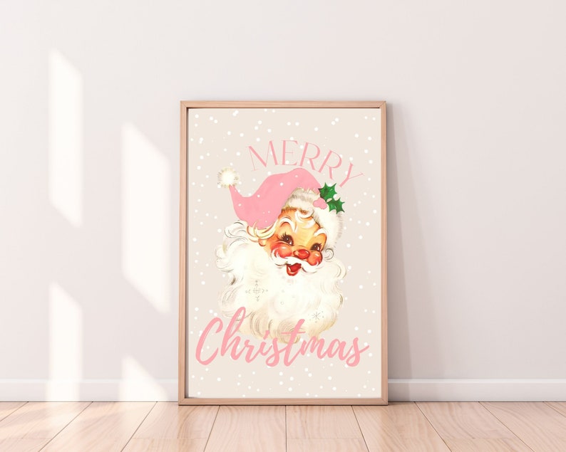 Pink Christmas Printable Wall Art Pastel Christmas Decor - Etsy