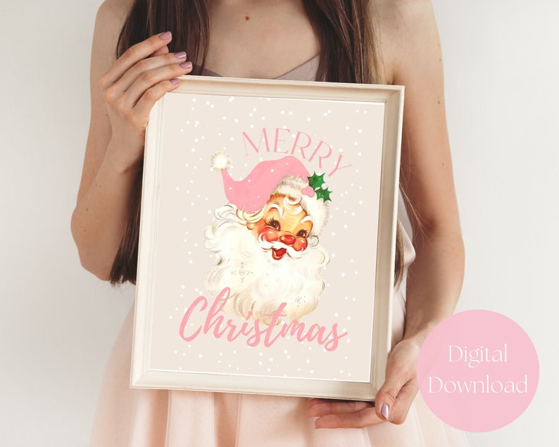 Pink Christmas Printable Wall Art Pastel Christmas Decor - Etsy