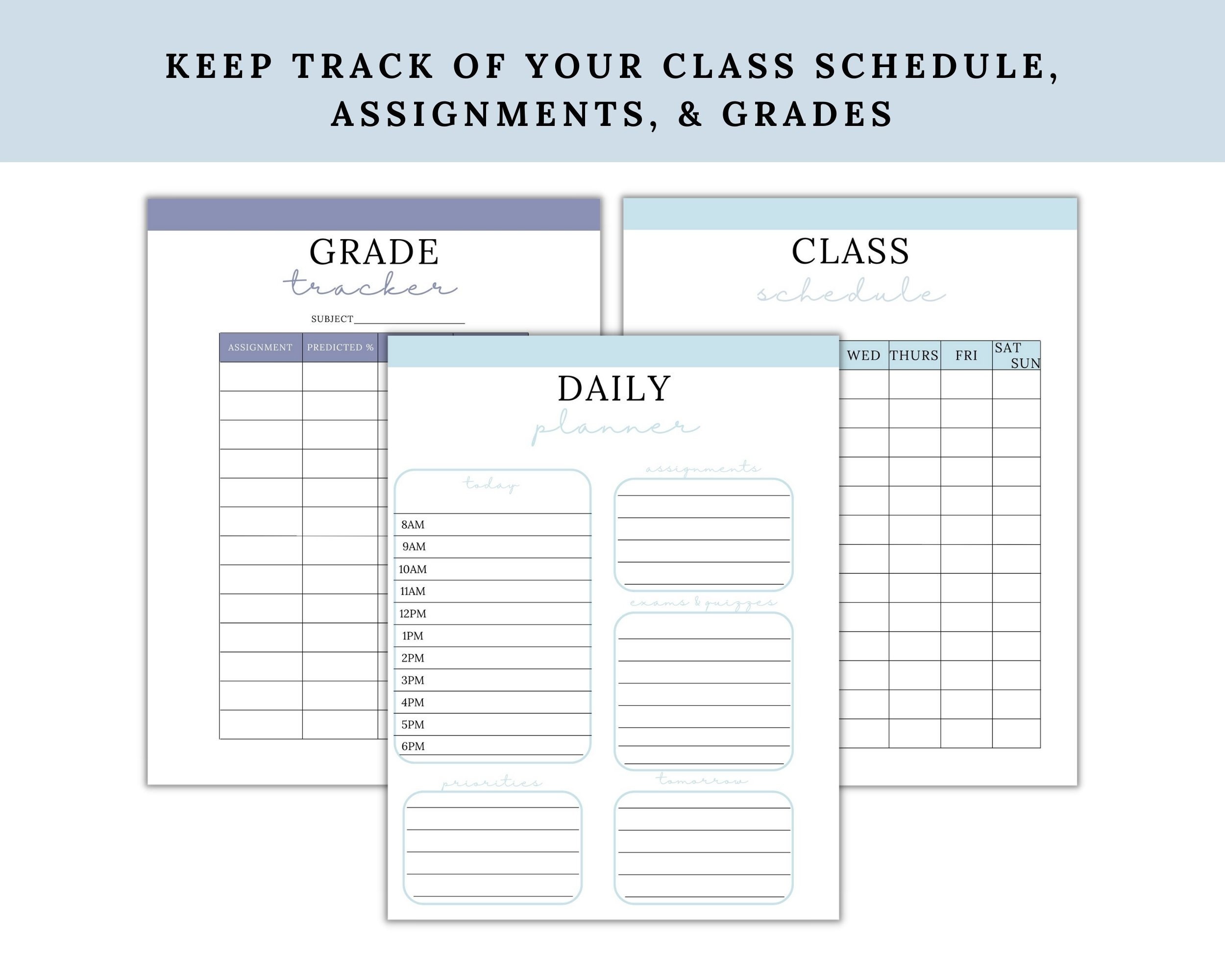 Student Planner Printable Pack, Study Pack, School and College ...
