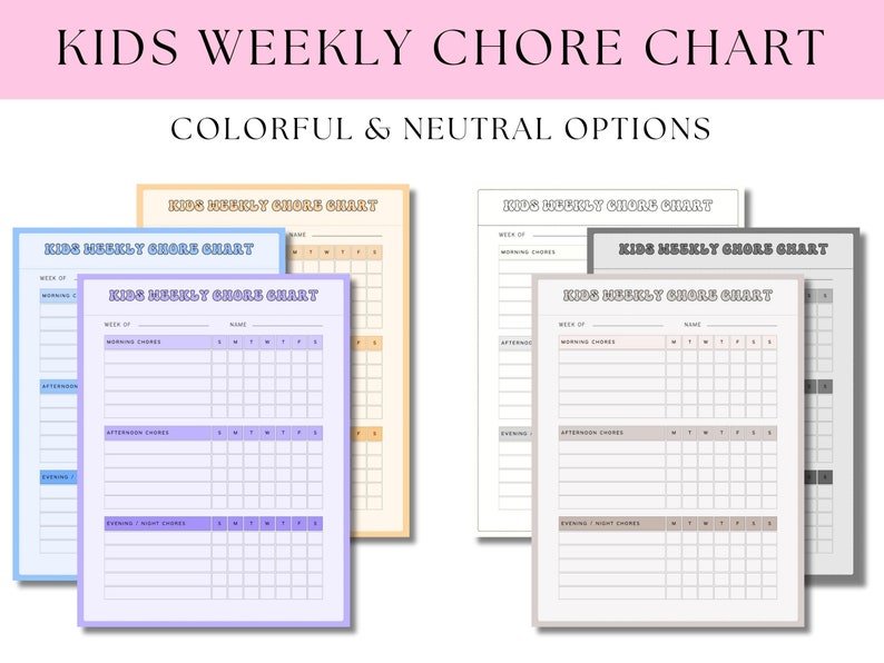 Editable Chore Chart for Kids, Printable Chore Chart, Kids Chore List ...