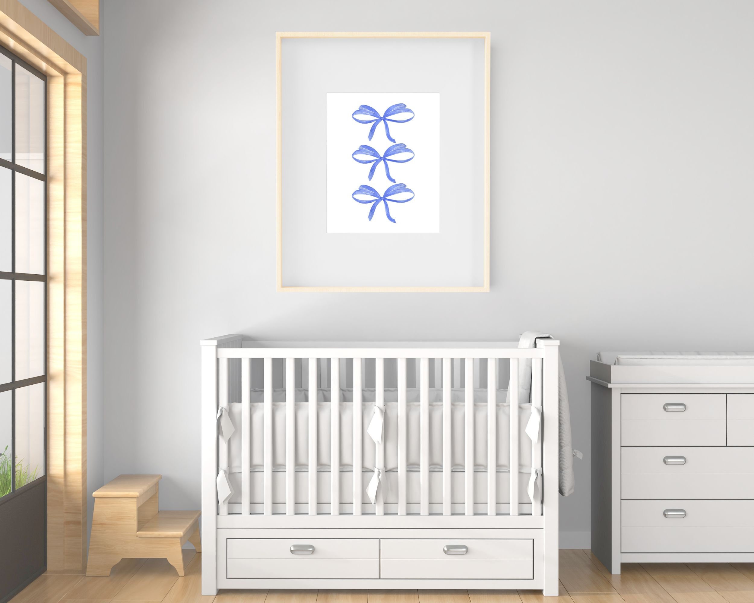 Pastel Blue Bow Printable Wall Art, Pastel Blue Bow Print for Office ...