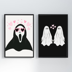 Pink Halloween Wall Art Set of 10 Printables, Girly Halloween Decor ...