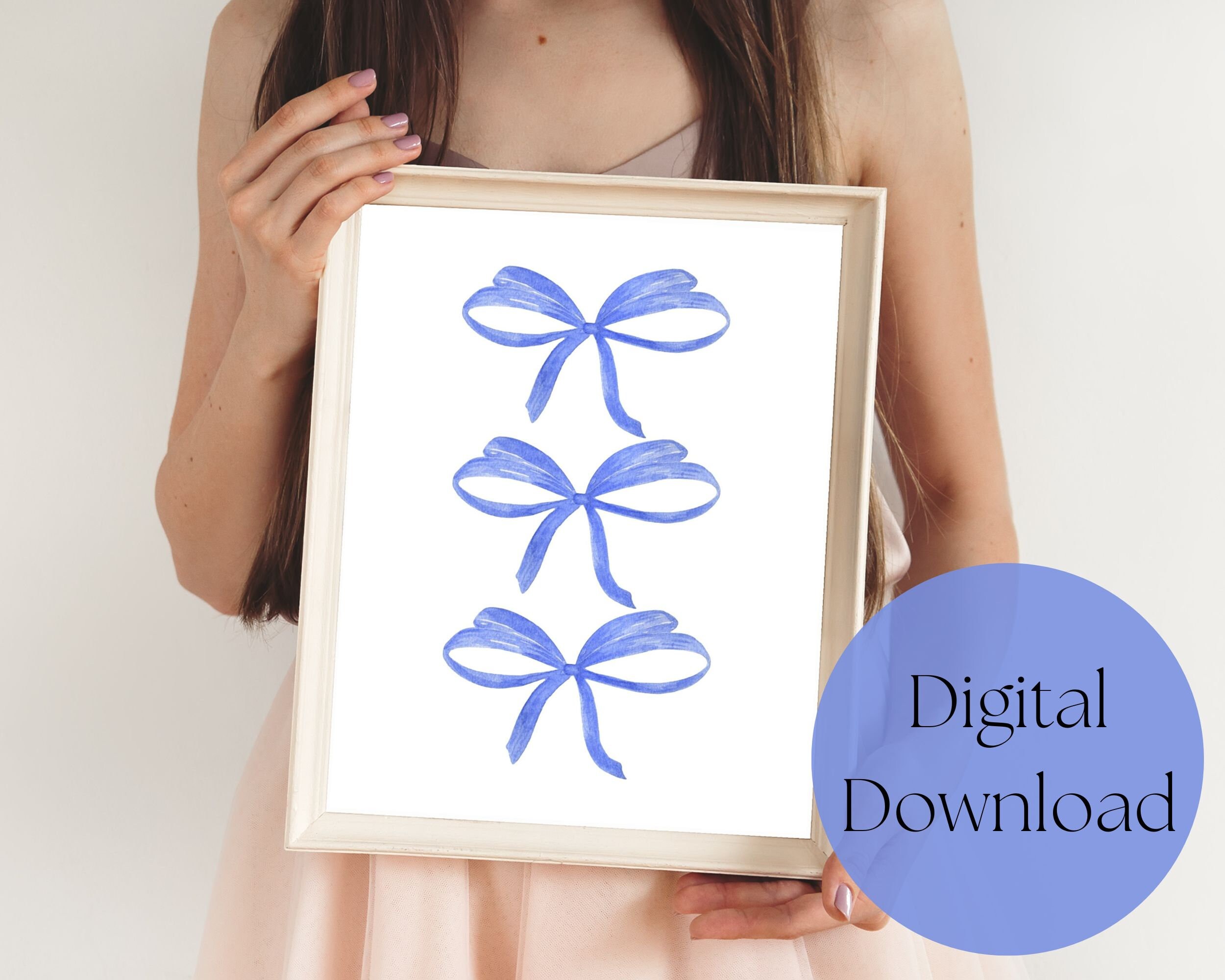 Pastel Blue Bow Printable Wall Art, Pastel Blue Bow Print for Office ...