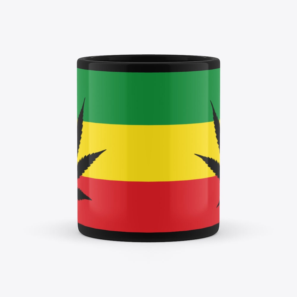 Cannabis Weed Leaf Rastafari Rasta Flag Smoking Novelty Gift Black 11oz ...