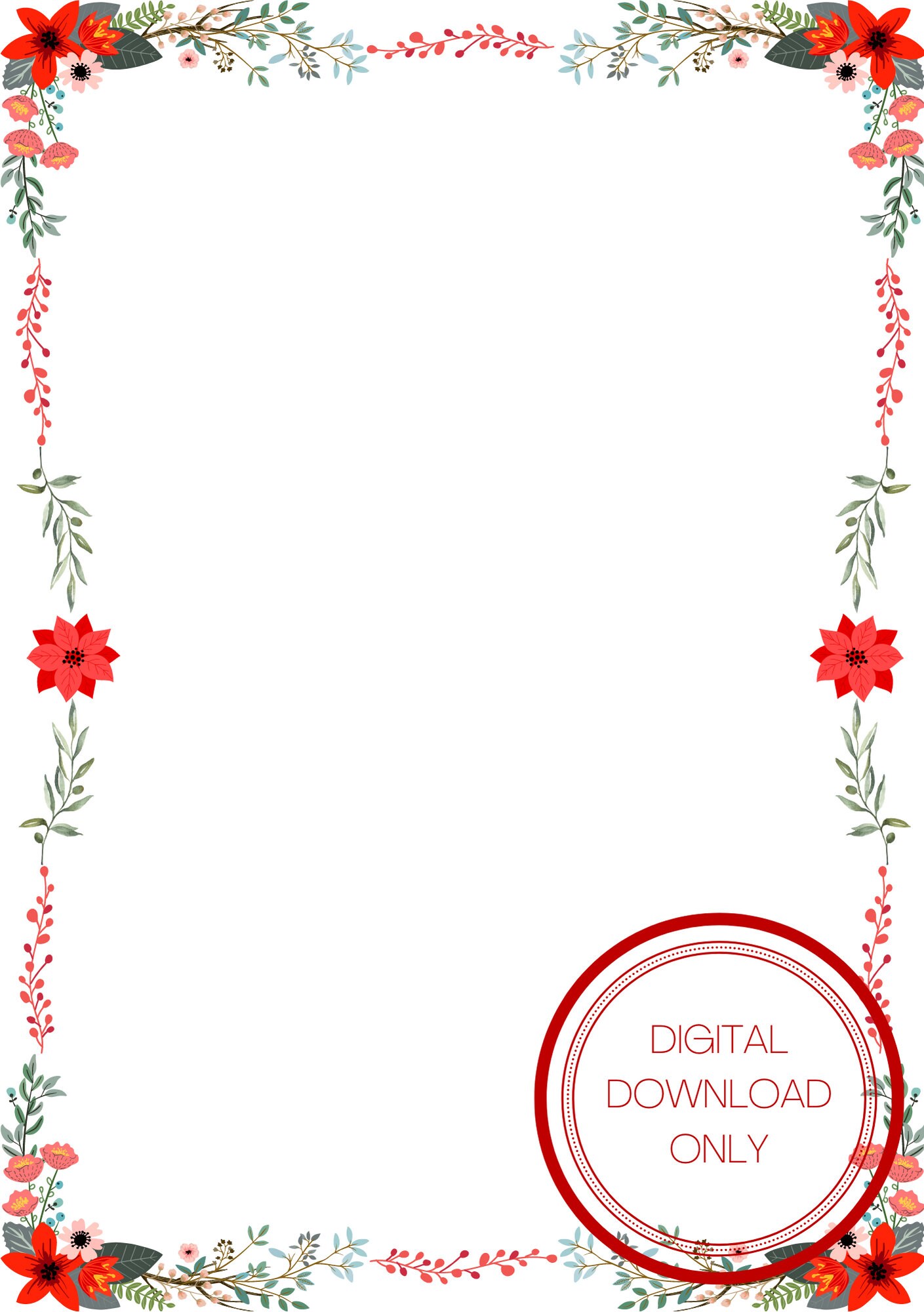 Printable Flower Border Paper Craft Supplies Invitation - Etsy Australia