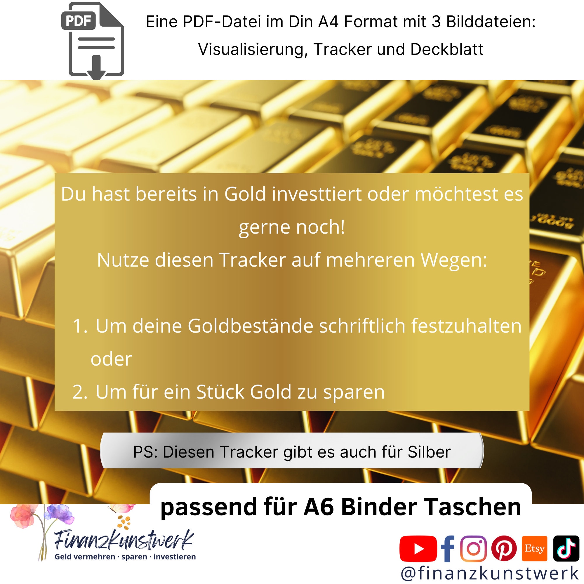 Gold Stock Savings Template Includes Tracker and Dashboard, Fits A6 ...