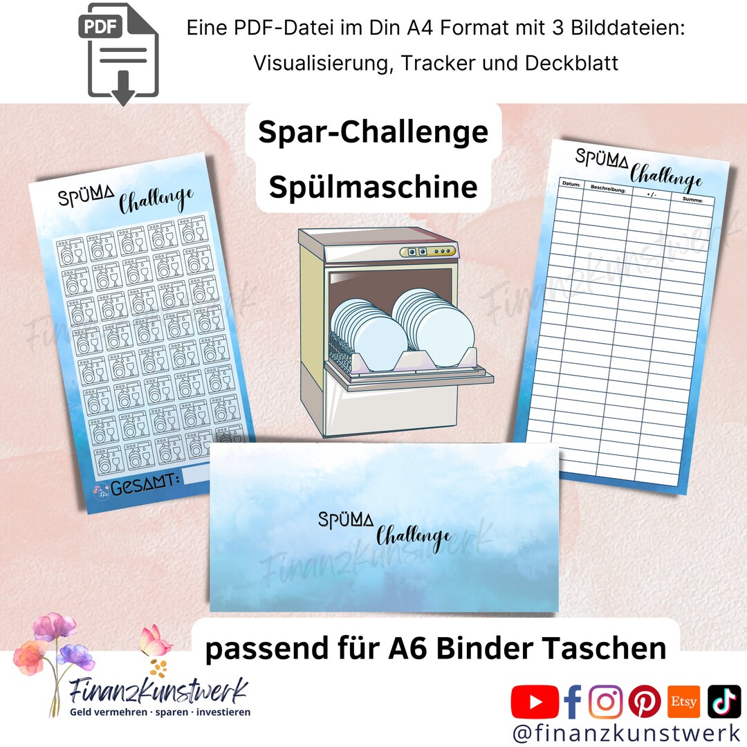 Dishwasher Savings Challenge: Savings Template Including Tracker and ...