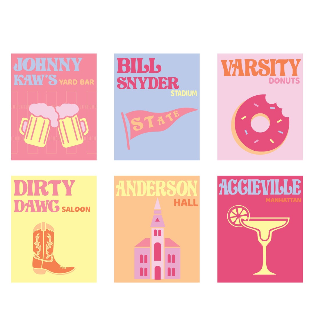 Manhattan Kansas KSU, KSTATE Poster Set of 6 - Digital Files - Etsy
