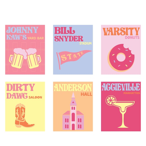 Manhattan Kansas KSU KSTATE Poster Set of 6 Digital Files - Etsy