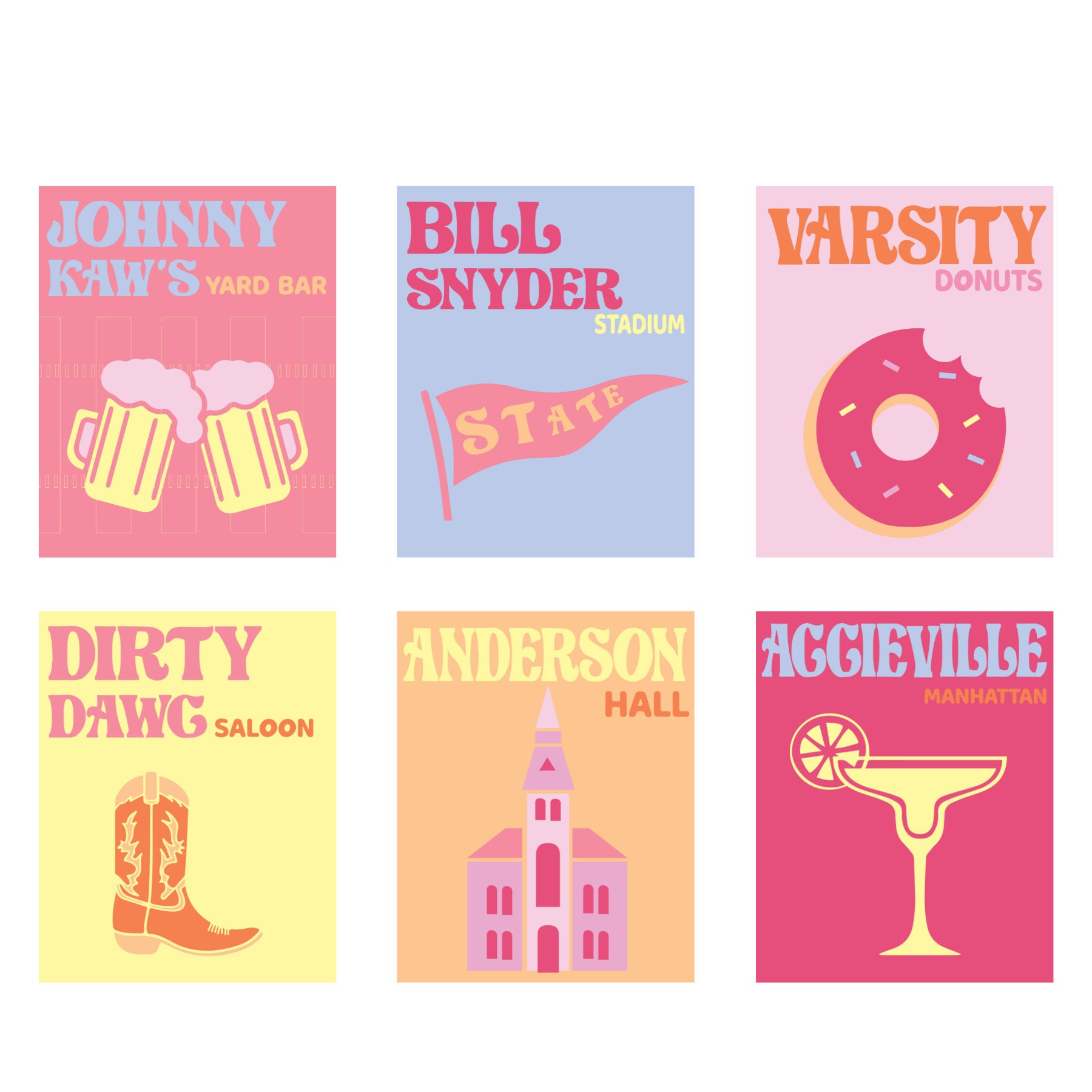 Manhattan Kansas KSU, KSTATE Poster Set of 6 Digital Files - Etsy