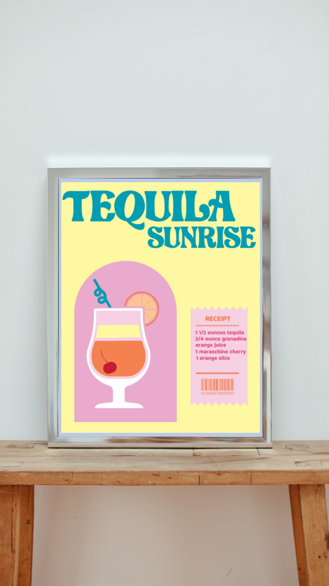 TEQUILA SUNRISE POSTER, Colorful Cocktail and Bar Digital File - Etsy