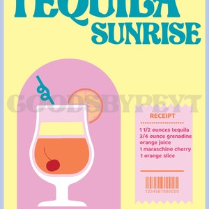 SET OF 8 Cocktail Drink, Colorful Bar Poster Set - Digital File - Etsy