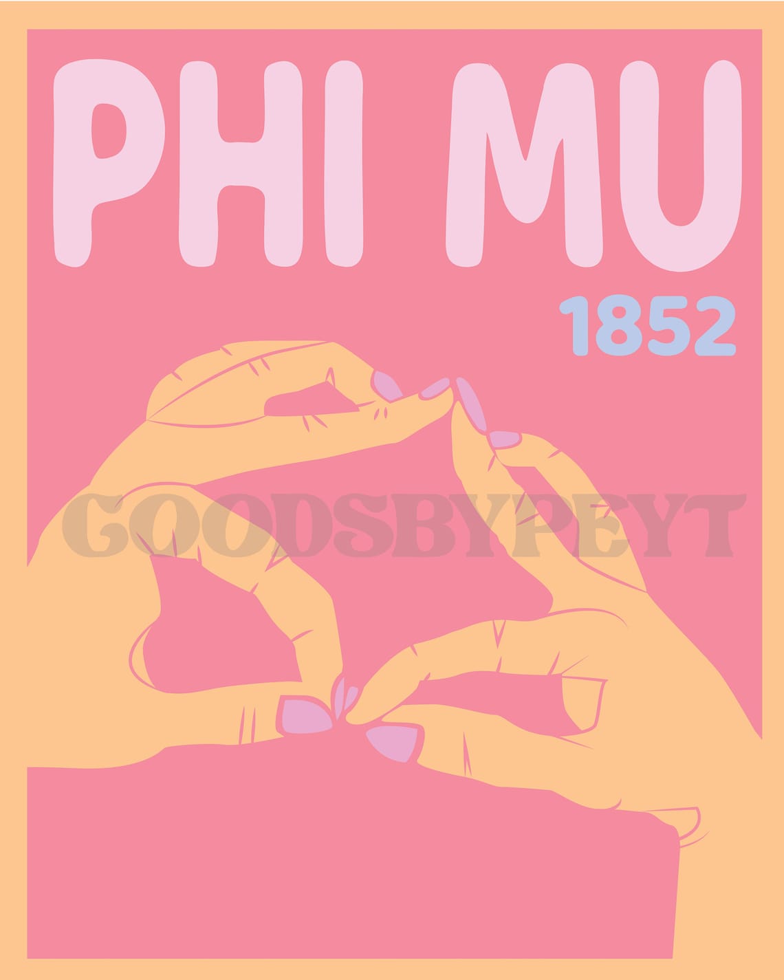 PHI MU Sorority Hand Sign Poster in PINK Digital File - Etsy