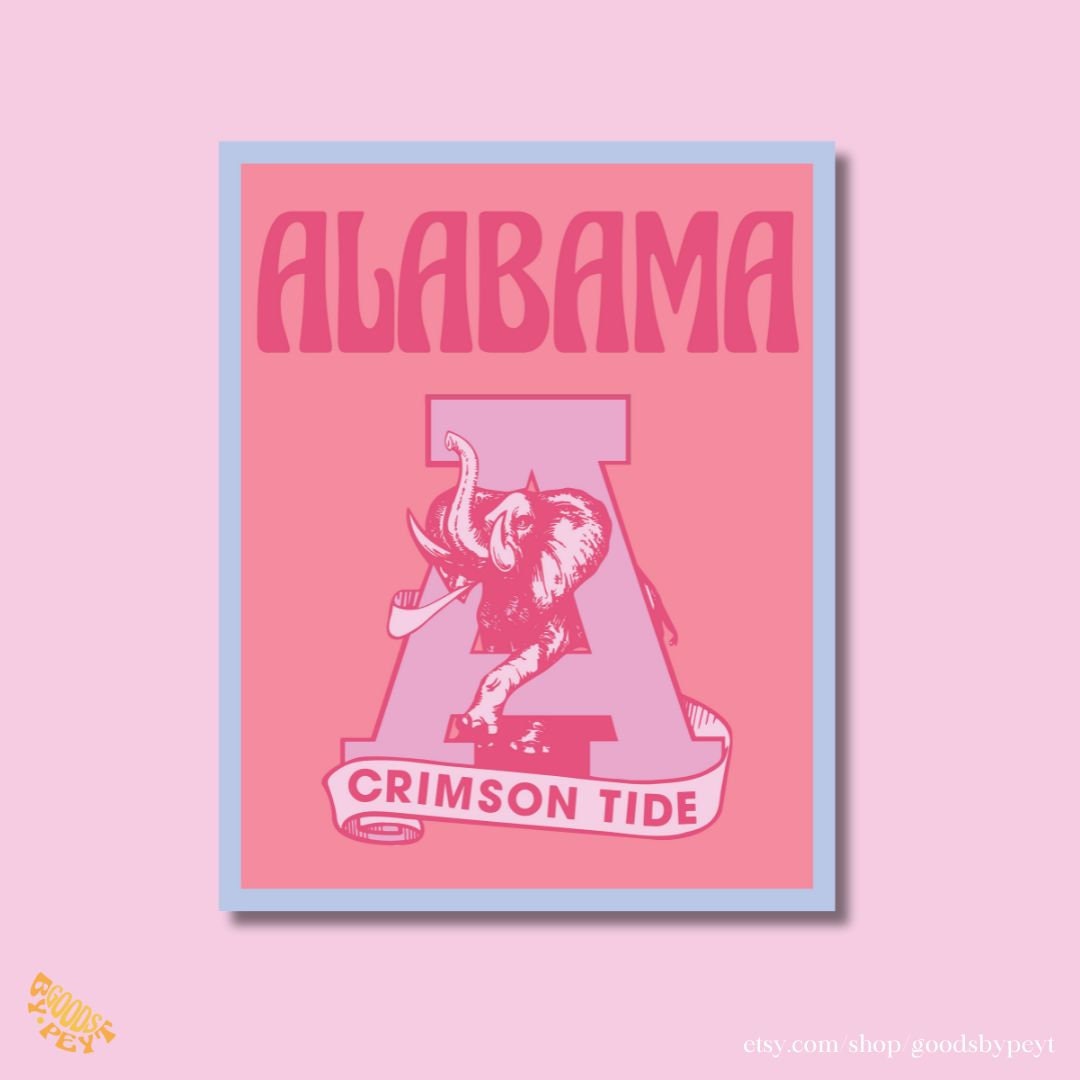 Vintage Alabama (UA) Elephant Poster/print - Digital File - Etsy