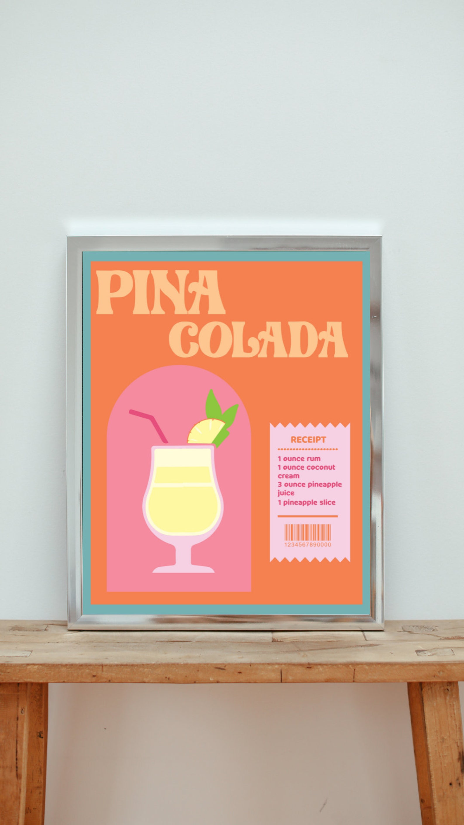 PINA COLADA POSTER, Colorful Cocktail and Bar - Digital File - Etsy