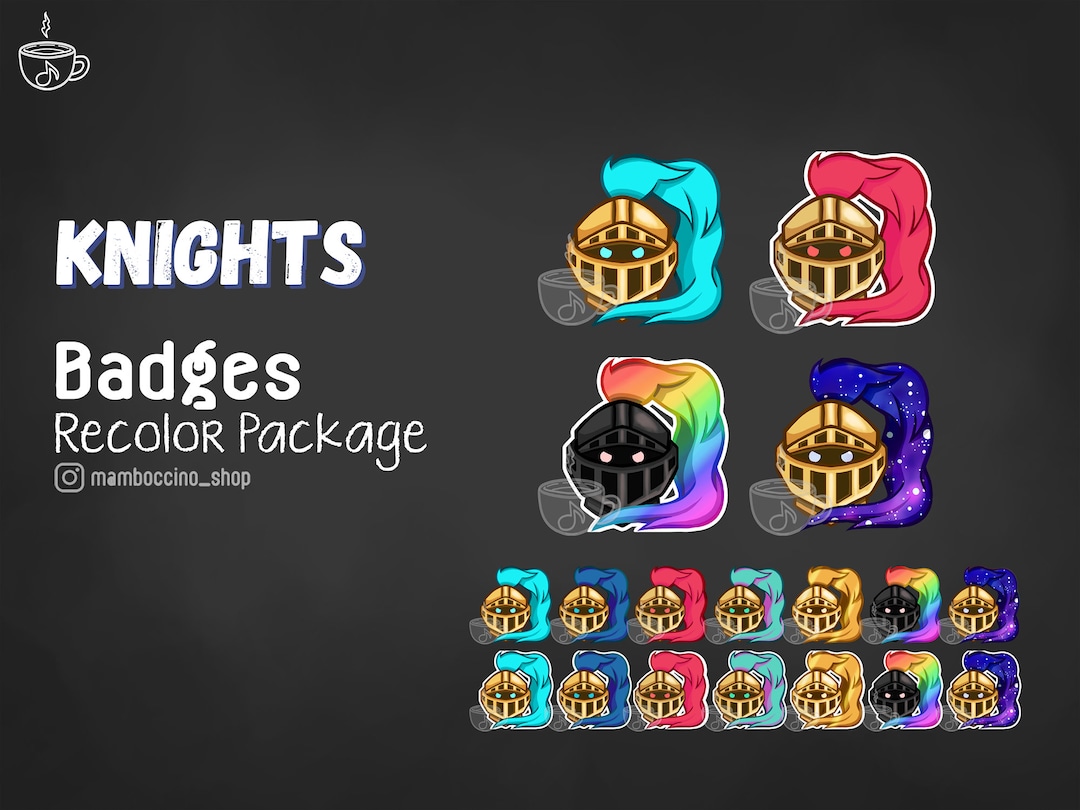 Knight Badges | Recolor Pack | 7 Sub/bit Streaming Badges for Twitch ...